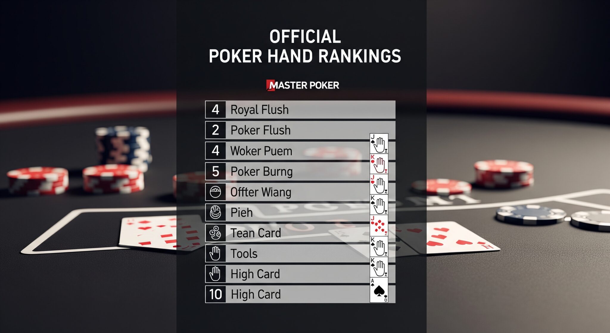 Official Poker Hand Rankings - Master Poker